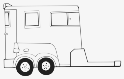 Car Carrier Trailer Design Outline Vector Graphics - Horse Trailer Clip ...