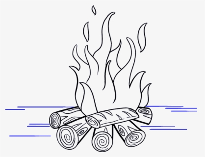 Campfire Coloring Page - Camp Fire Line Drawing , Free Transparent ...