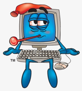 Computer Clipart Fictional Character - Sick Computer , Free Transparent ...