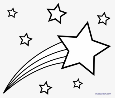 Outer Space Shooting Lineart - Shooting Star Clipart Black And White ...