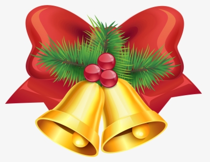 Christmas Bells And Bow Png Clip Art Image - Bell Christmas Png , Free ...