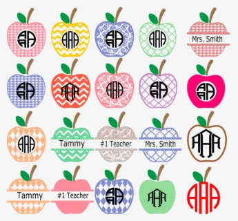Split Apple Clipart Monogram - Cute Teacher Apple Clip Art Black And ...