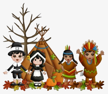 Thanksgiving Pilgrims And Indian , Free Transparent Clipart - ClipartKey