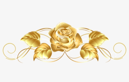 Gold Rose Corner Png Clip Art Image - Flower Border Gold Png , Free ...