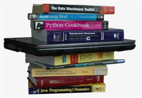 Desktop Computer Next To A Stack Of Books And Calendar - Books Vs Computers Png , Free ...