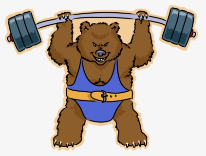 Vector Illustration Of Weightlifting Power Lifter Bear - Cartoon Bear ...