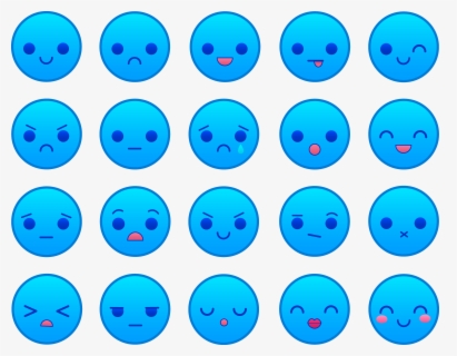 Blue Emoticons Set - Blue Emoticon , Free Transparent Clipart - ClipartKey