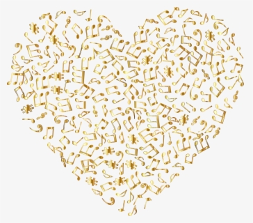 Gold Glitter Heart Clipart - Transparent Background Music Notes Gold ...