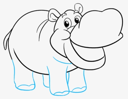 How To Draw A Hippo - Hippo Line Drawing , Free Transparent Clipart ...