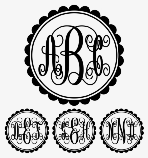 Circle Clipart Monogram Frame - Monogram Script Scalloped Circle , Free ...