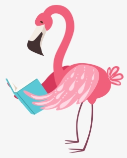 Smiling Flamingo Clipart , Png Download - Flamingo Clipart With Book ...