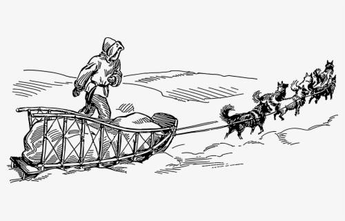 Clip Art Siberian Husky Alaskan Iditarod - Dog Sled Clipart Black And ...