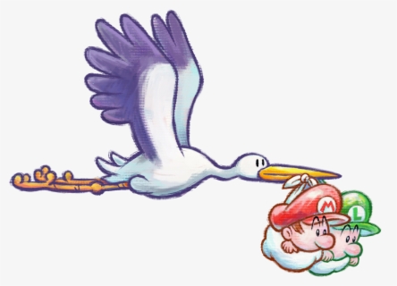 Baby Mario And Stork , Free Transparent Clipart - ClipartKey