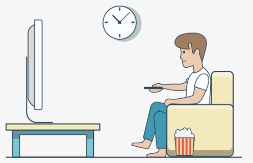 Clip Art Television Drawing Sitting On - Man Watching Tv Drawing , Free ...