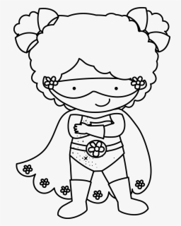 Super Girls Clip Art - Superhero Kids Clipart Black And White , Free ...