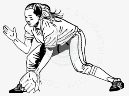 Black And White Catcher Clipart Softball - Line Drawings Of Softball ...