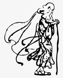 Father Time Black White Line Art 555px - Illustration , Free ...