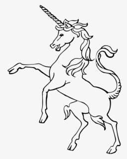 Vintage Unicorn Line Art - Unicorn Clipart Black And White , Free ...