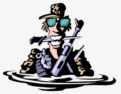 Vector Illustration Of Experienced Navy Seal Armed - Armed To The Teeth ...