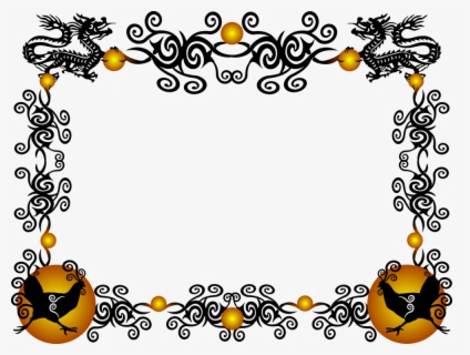 Dragon Borders Lineart - Corner Brushes , Free Transparent Clipart ...