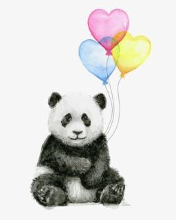 Panda With Balloons Drawing , Free Transparent Clipart - ClipartKey